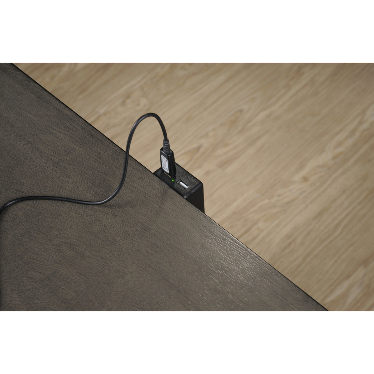 Ivy Bronx Pabai Wooden Standard Bed with LED in Gray Oak | Wayfair